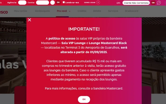 Bradesco anuncia mudança importante na regra de acesso às salas VIP dos ...